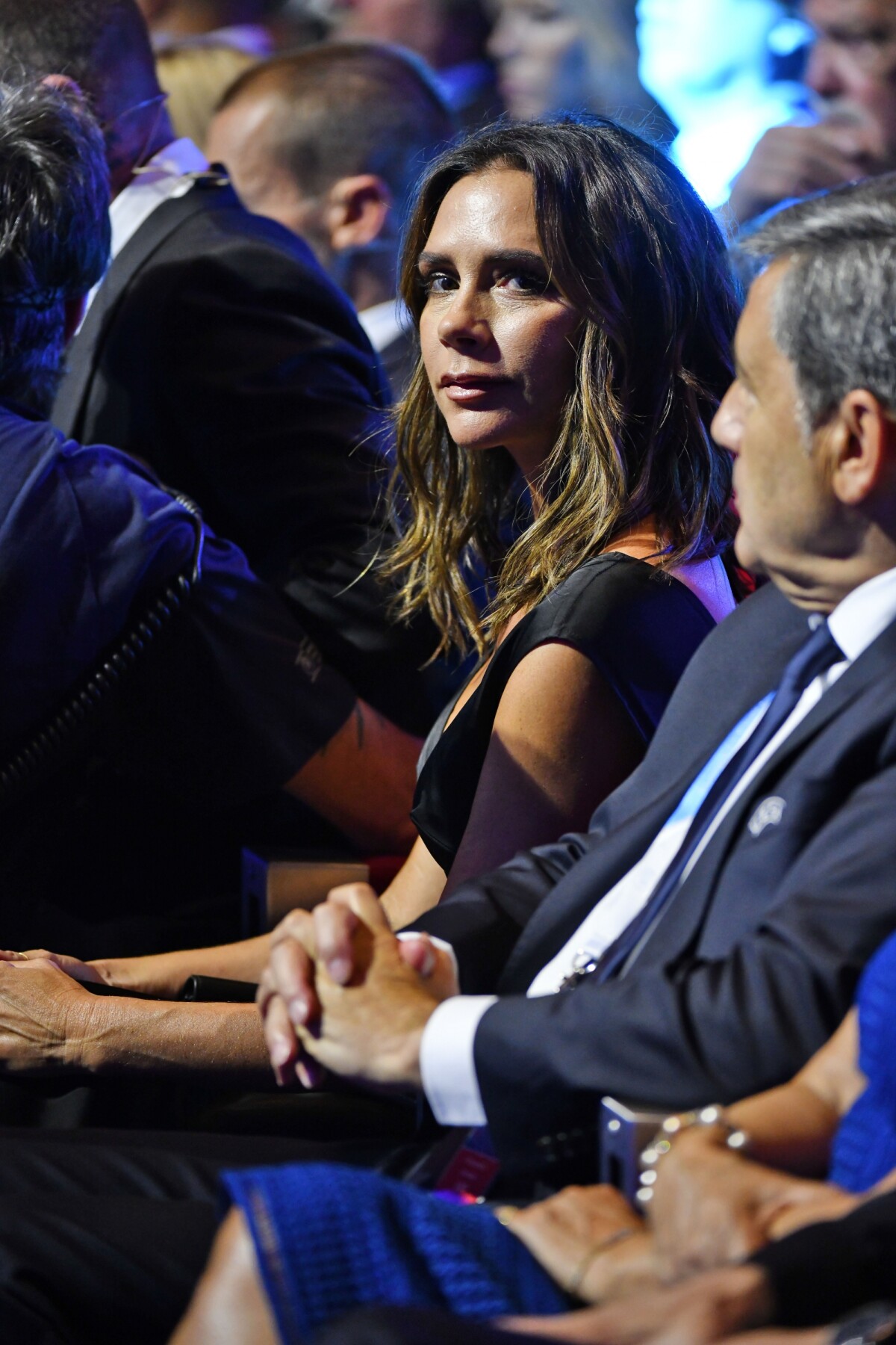 Photo : Victoria Beckham durant le tirage au sort de la Champions ...