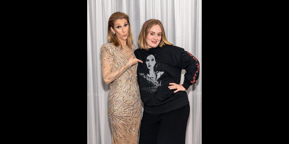 Photo : Céline Dion pose avec Adele, à Las Vegas, en janvier 2018 - Purepeople