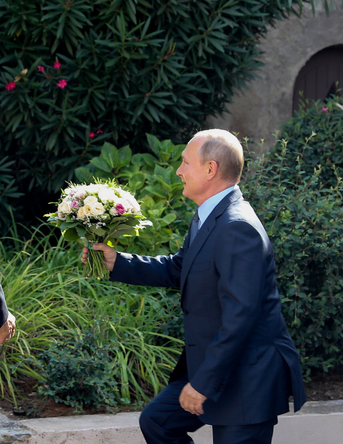 Photo : Le président Emmanuel Macron accueille le président Vladimir ...