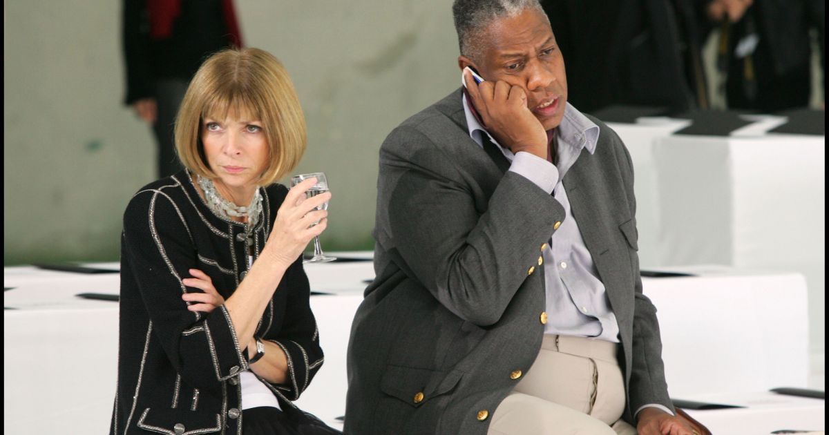 Anna Wintour et Andre Leon Talley à Paris, le 5 octobre 2005. - Purepeople