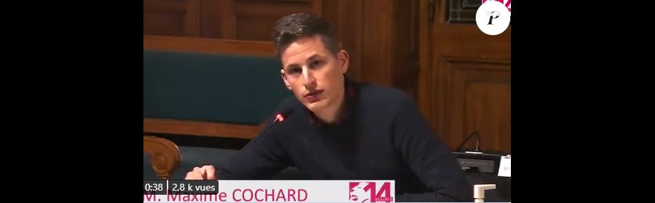 L'élu Maxime Cochard lors d'un séance du conseil du 14e arrondissement ...