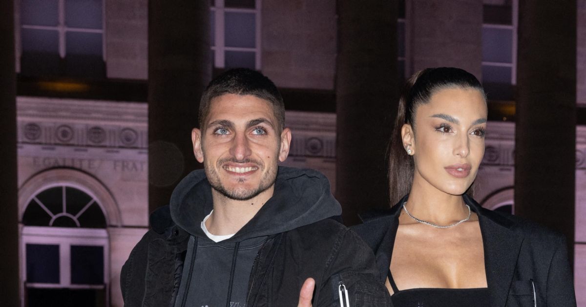 Marco Verratti et sa femme Jessica Aidi - Arrivées et sorties du défilé ...
