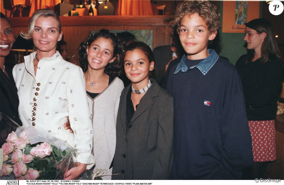 Cécilia Rodhe avec ses enfanst Yéléna et Joakim Noah. - Purepeople