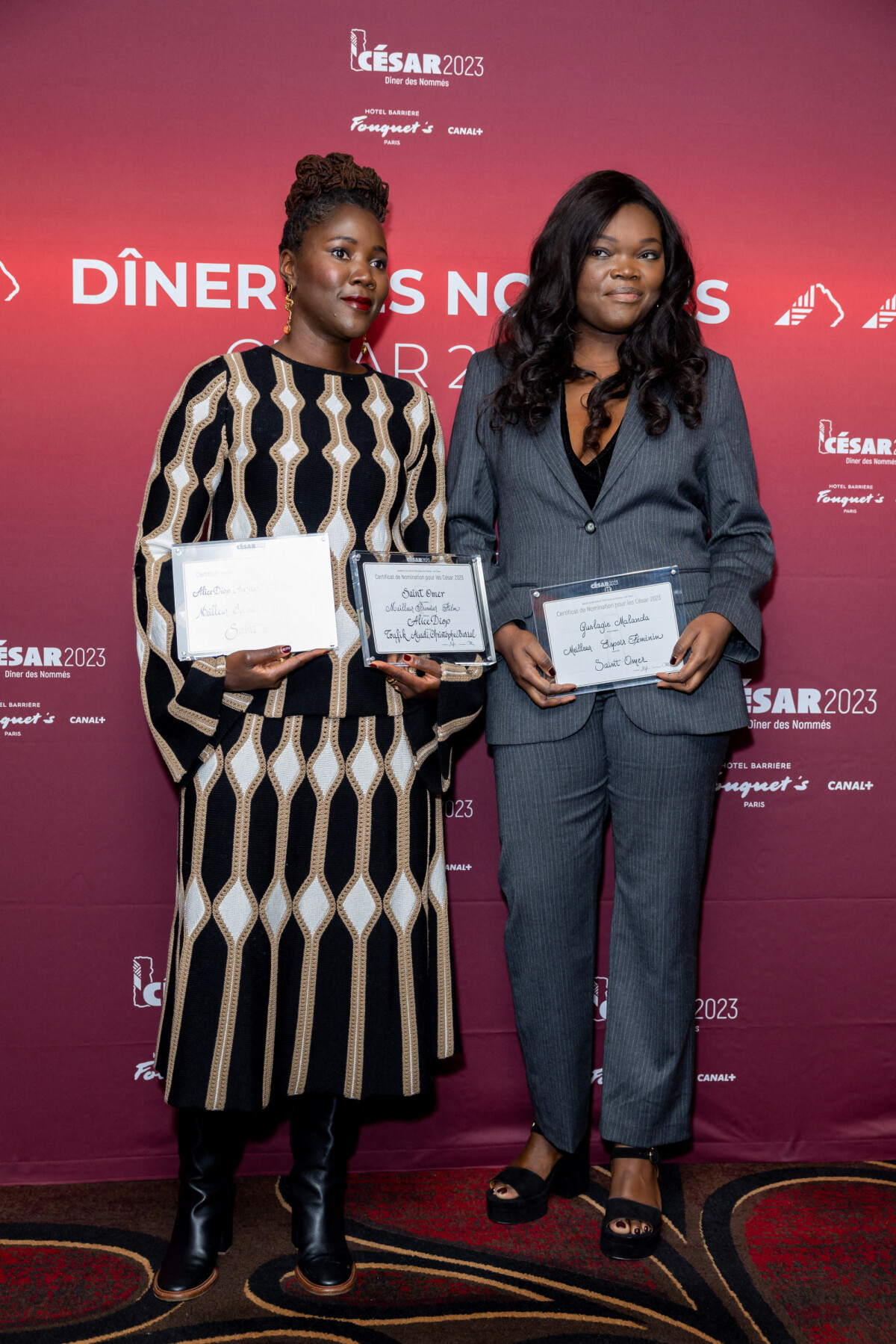 Photo : Alice Diop, Guslagie Malanda au photocall du dîner des nommés ...