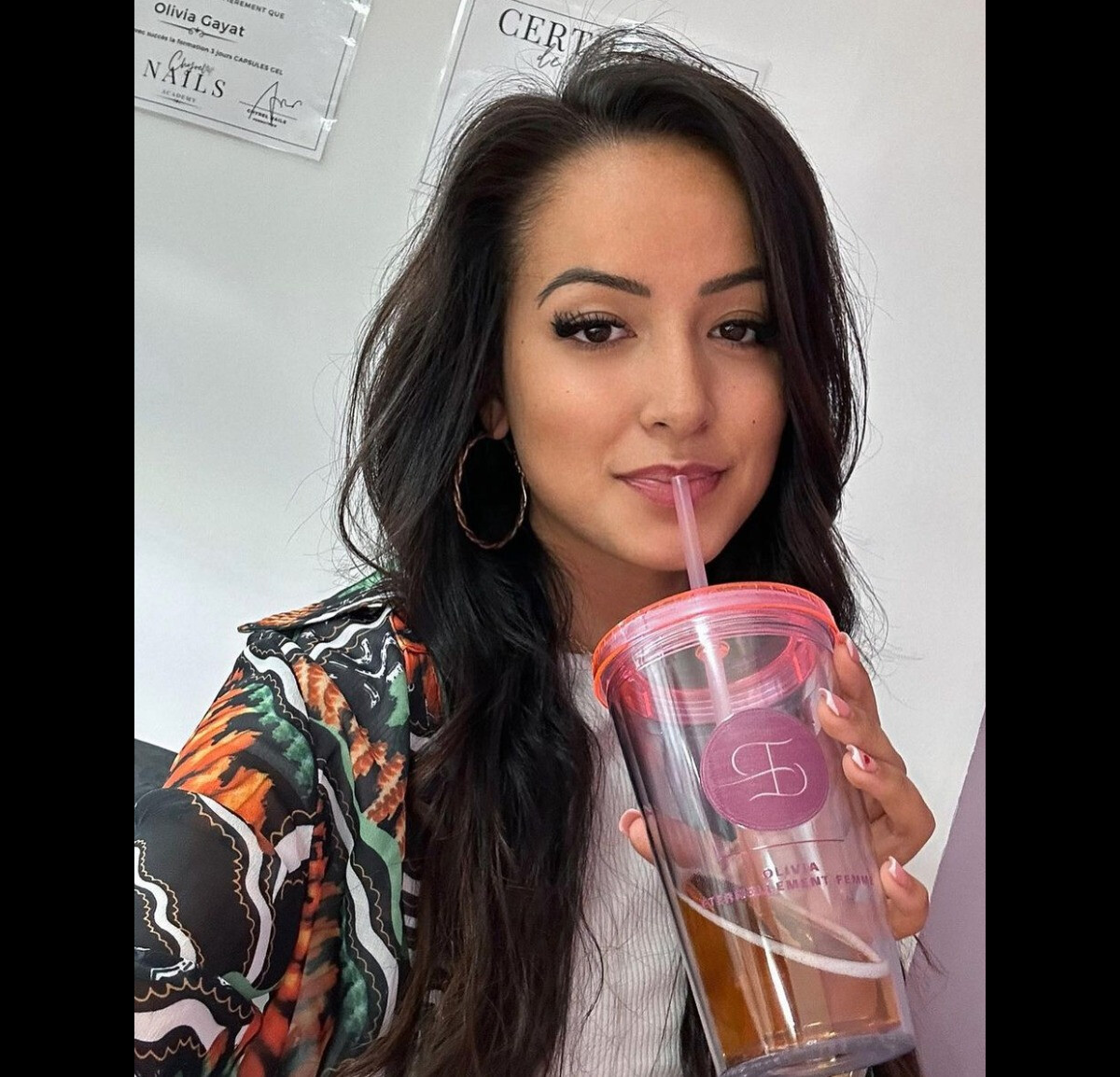 Photo : Selfie d'Olivia Gayat relayé sur Instagram. - Purepeople