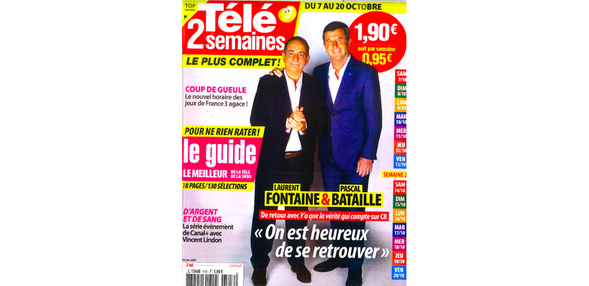 Photo : Couverture de "Télé 2 Semaines" du samedi 30 octobre 2023 - Purepeople