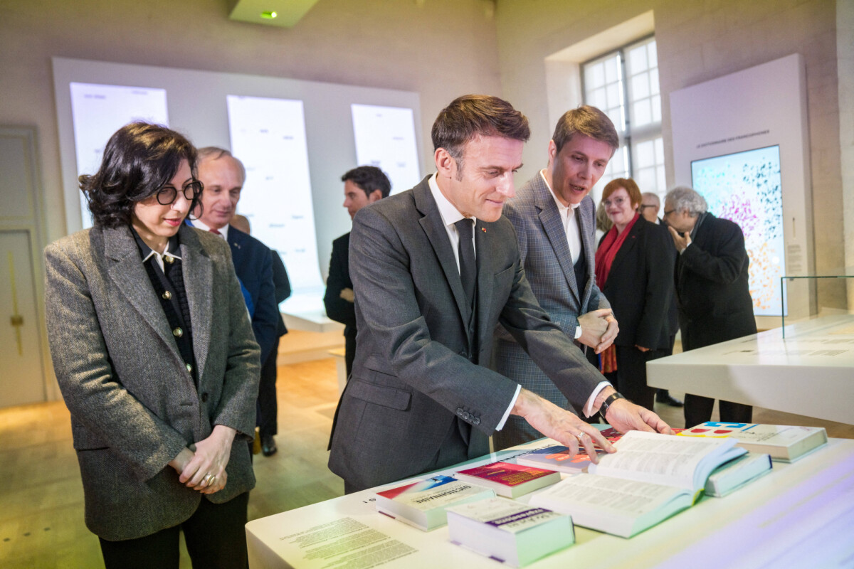 Photo : Rima Abdul-Malak, le maire Franck Briffaut, Emmanuel Macron et ...