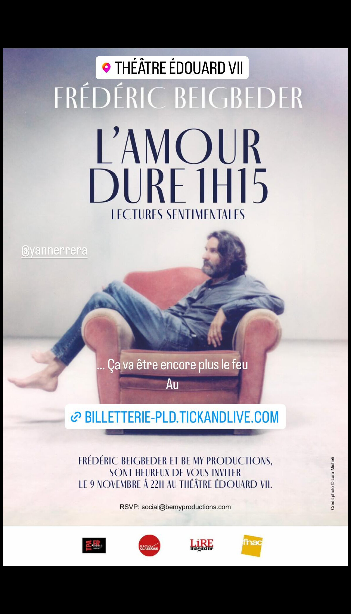 Photo : Frédéric Beigbeder au théâtre Edouard VII - Purepeople