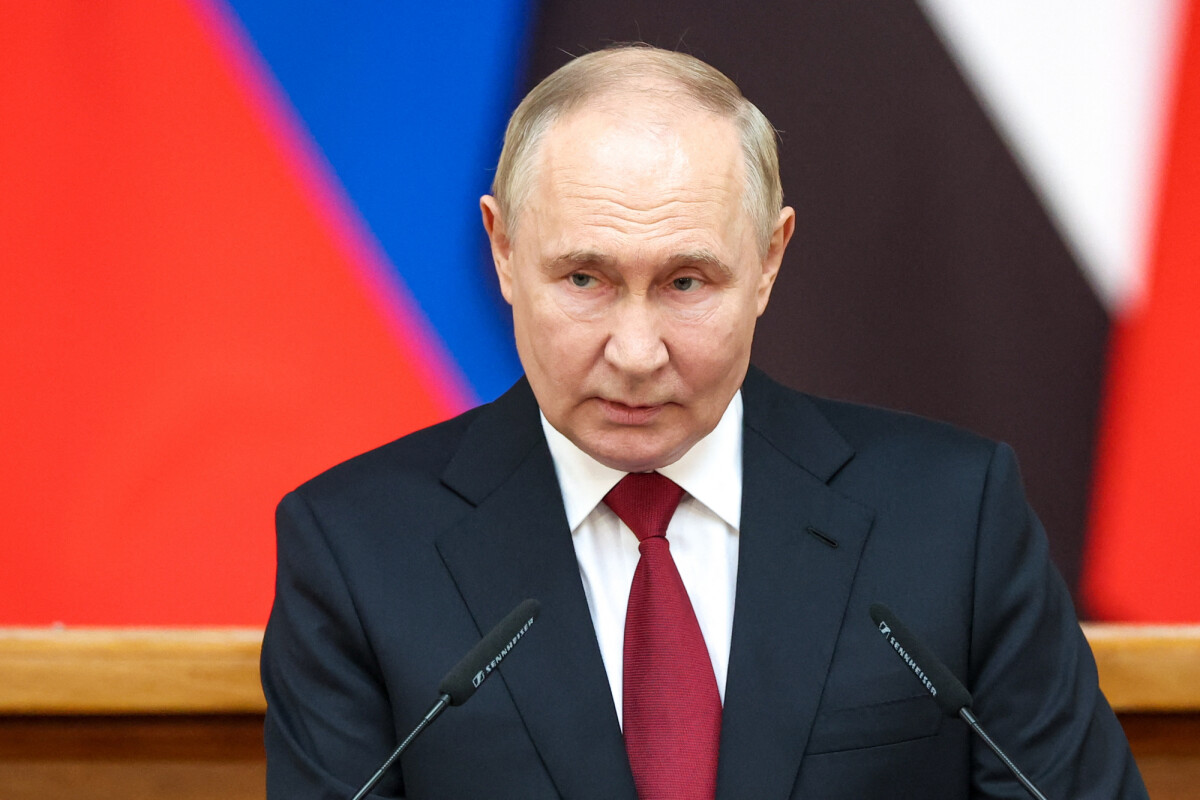 Photo : Le président russe Vladimir Poutine s'exprime lors de la ...