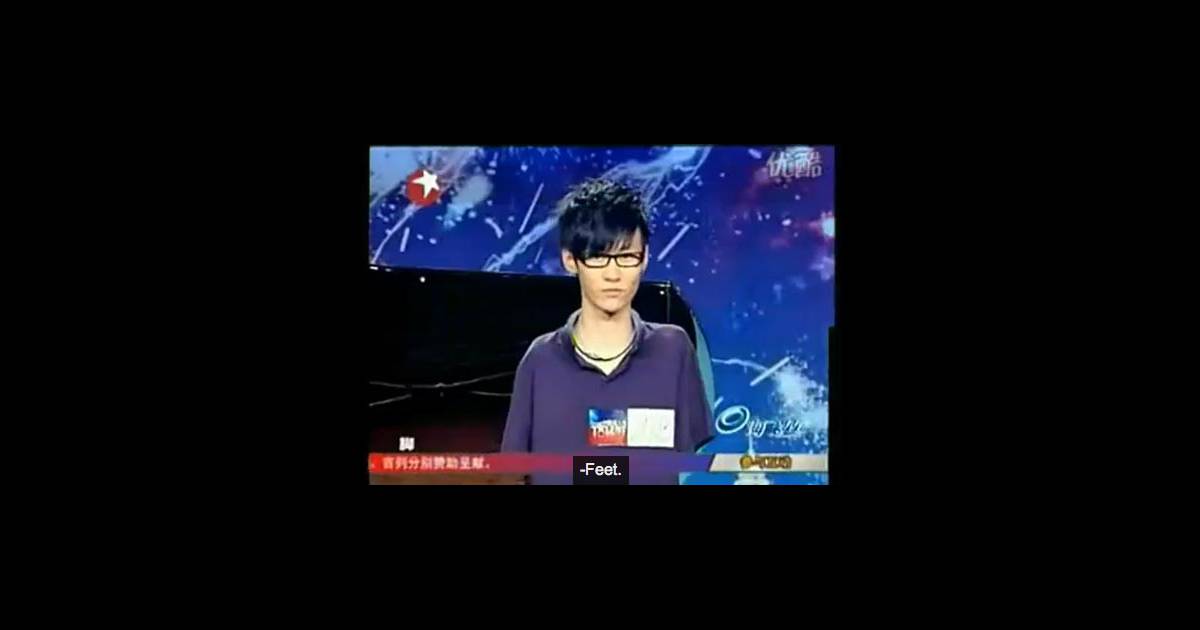 Liu Wei, joue du piano avec ses pieds, dans China's Got Talent - Purepeople
