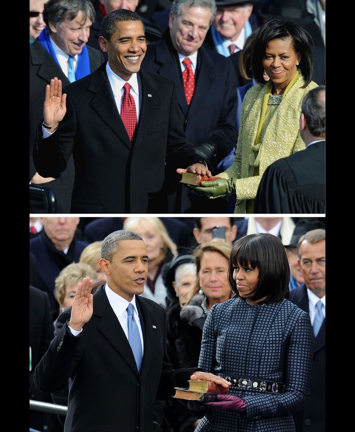 Photo : Comparatif des deux cérémonies d'investiture de Barack Obama au ...