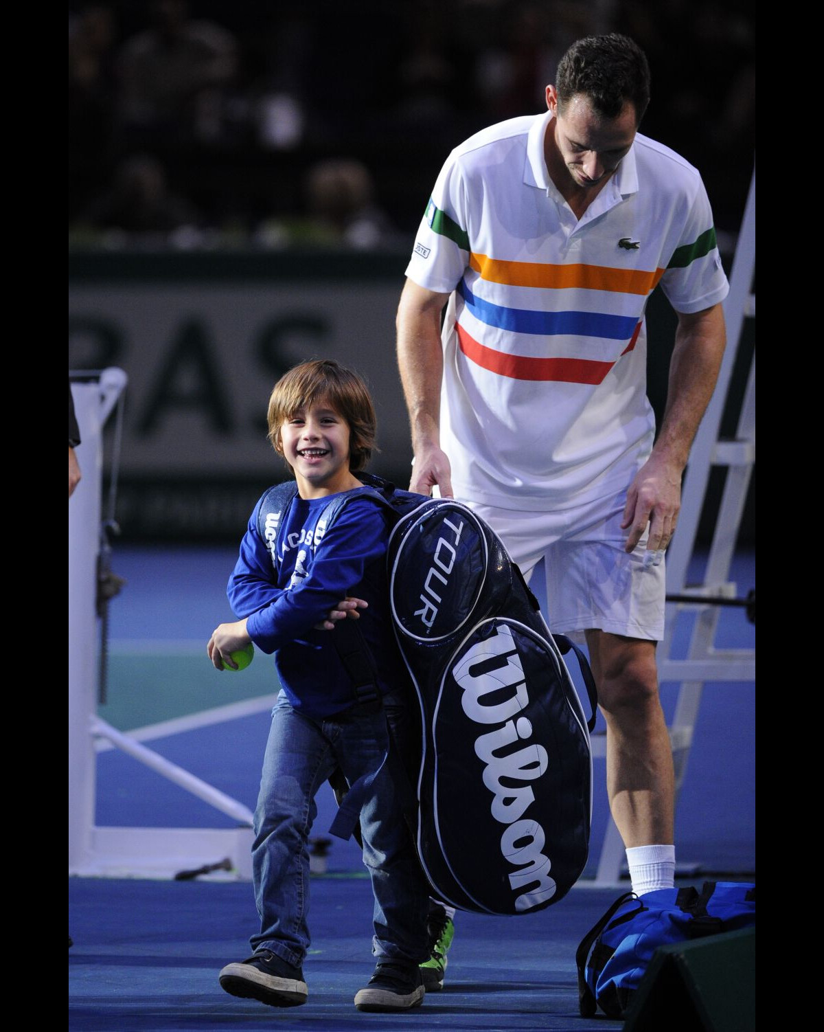 Photo : Michaël Llodra et son fils Théo lors du Paris BNP Paribas ...
