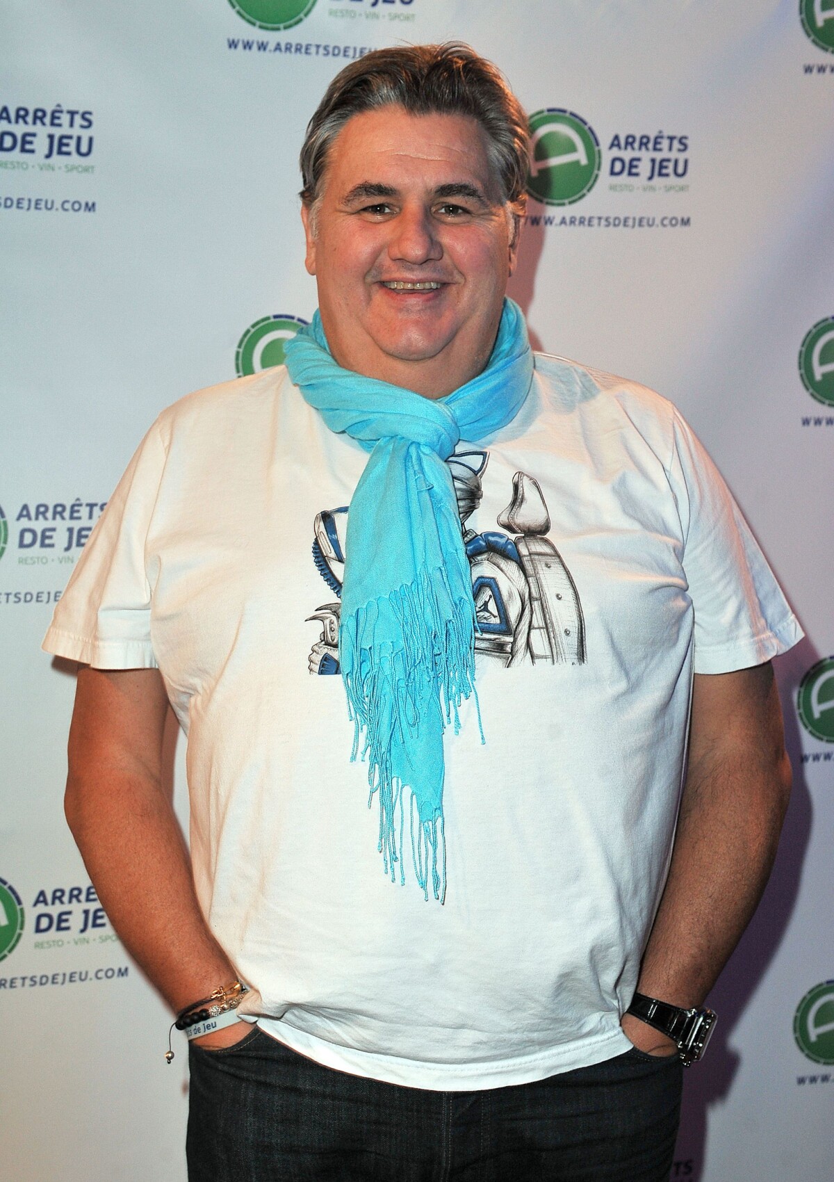 Photo : Pierre Ménès lors du premier anniversaire du restaurant Arrêt ...