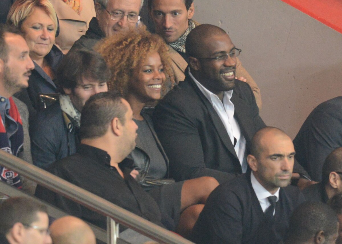 Photo : Teddy Riner et sa compagne Luthna lors du match entre le Paris ...