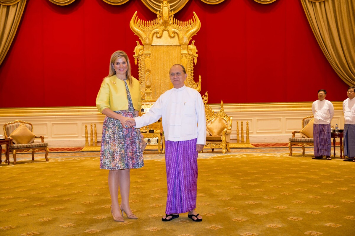 Photo : La reine Maxima des Pays-Bas rencontrait le président du Myanmar Thein Sein et sa femme ...