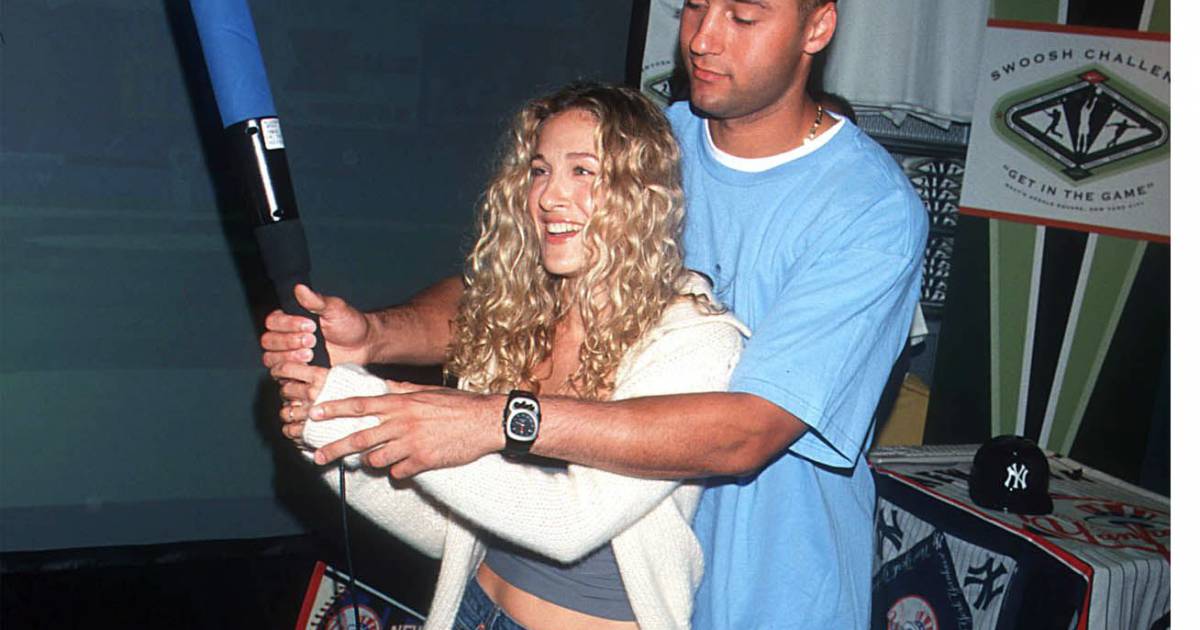 Derek Jeter et Sarah Jessica Parker en 1999 lors d'un événement pour la ...