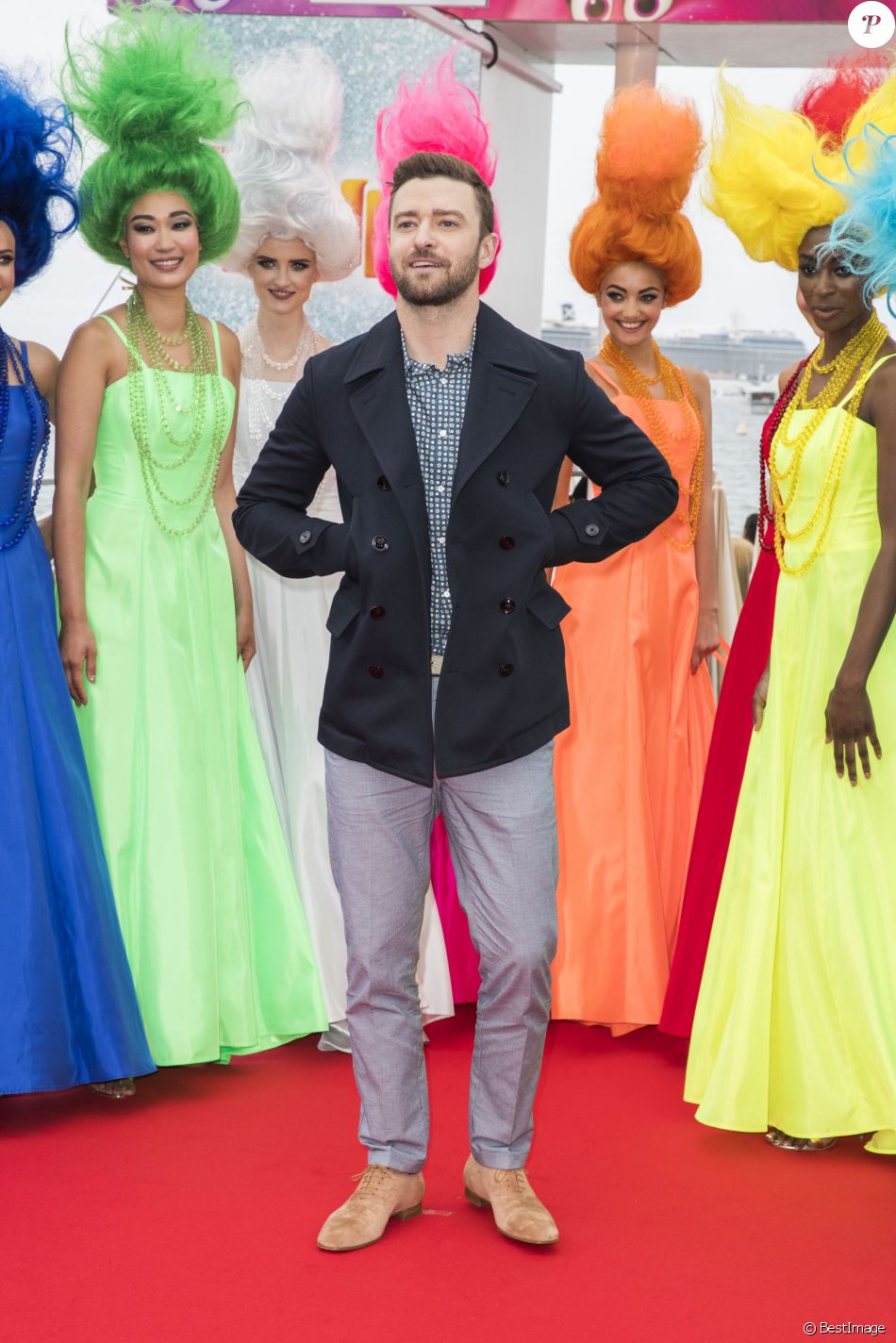 Justin Timberlake au photocall du film Trolls sur le ponton du Carlton ...