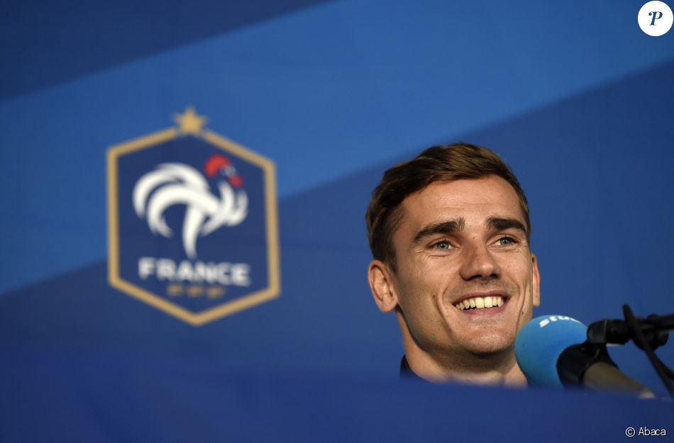 French soccer player Antoine Griezmann is giving an interview at the ...