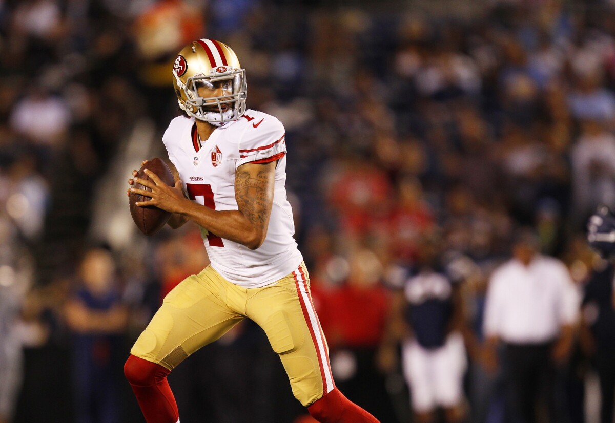 Photo : Colin Kaepernick, quarterback des San Francisco 49ers, lors du ...
