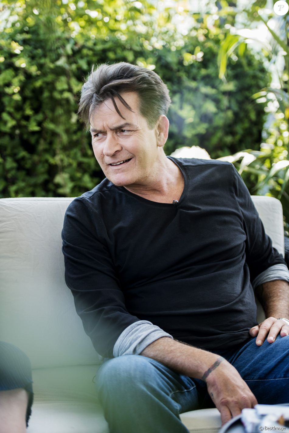 Exclusif - Charlie Sheen pendant un interview à Stockholm pour son show ...