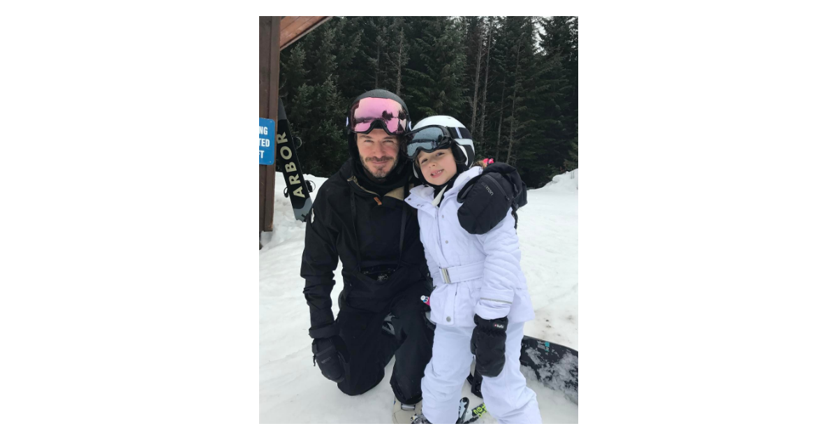 David et Harper Beckham en vacances au ski, à la station Whistler, au ...