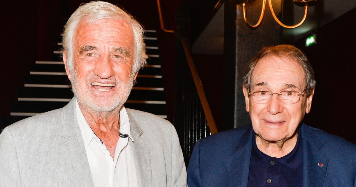 Jean-Paul Belmondo et Robert Hossein - Générale de la pièce Ça coule de ...
