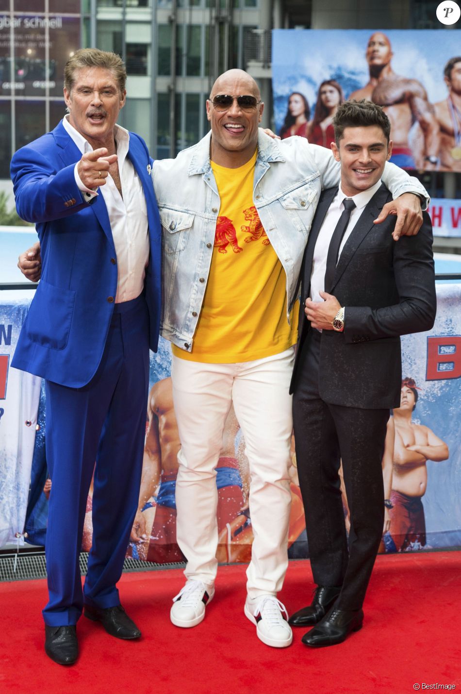 David Hasselhoff, Dwayne Johnson et Zac Efron - Photocall de 'Baywatch ...