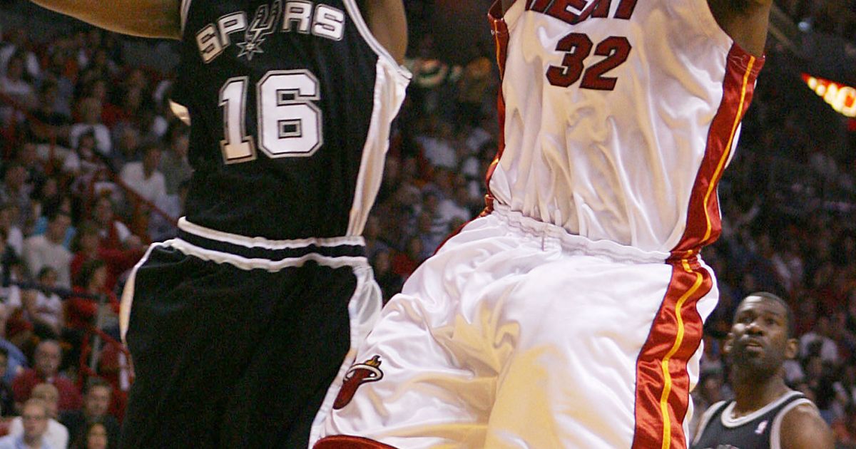 Shaquille O'Neal lors du match Miami Heat - San Antonio Spurs à Miami ...