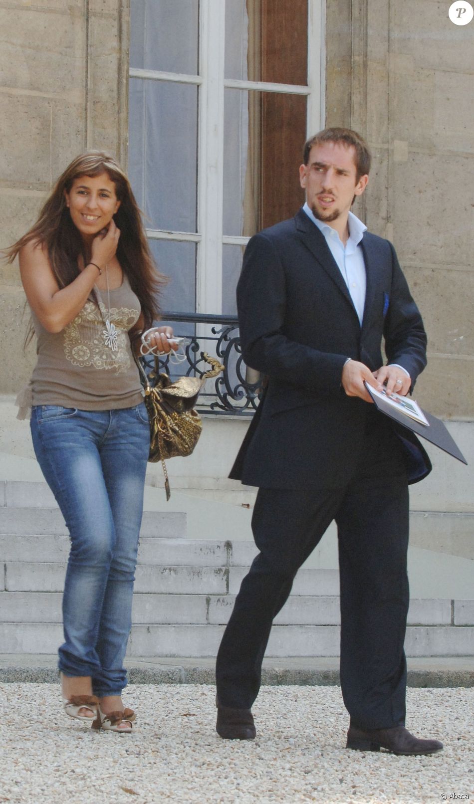 Franck Ribéry et sa femme Wahiba quittent l'Elysée après un déjeuner ...