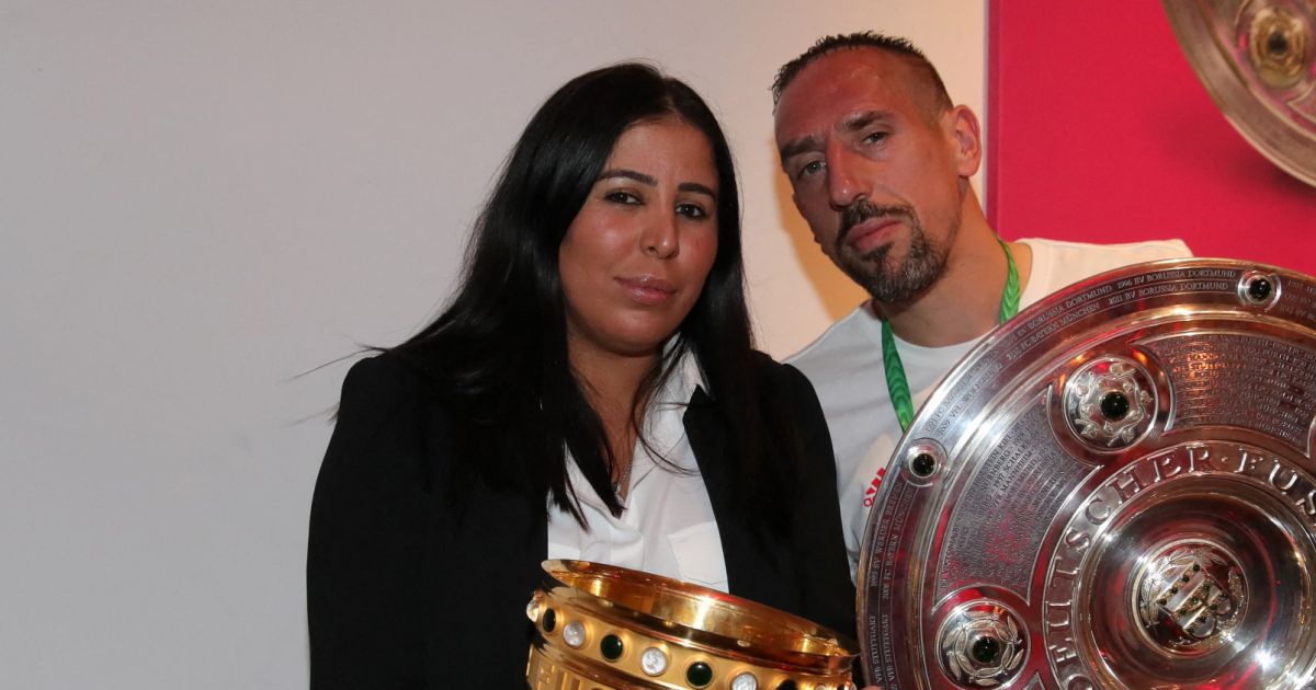 Franck Ribery avec sa femme Wahiba Ribery au banquet d'après match de ...