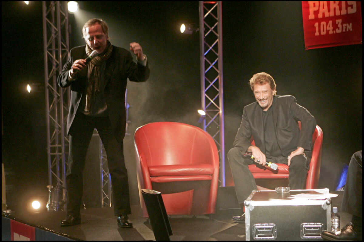 Photo : Johnny Hallyday et Fabrice Luchini au Grand Rex à Paris, pour ...