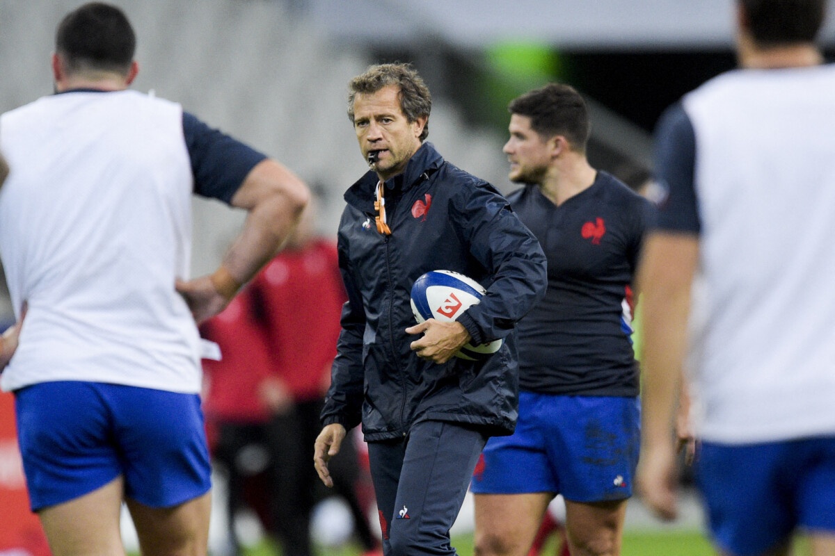 Photo : Fabien Galthie lors du match de rugby France vs Pays de Galles ...