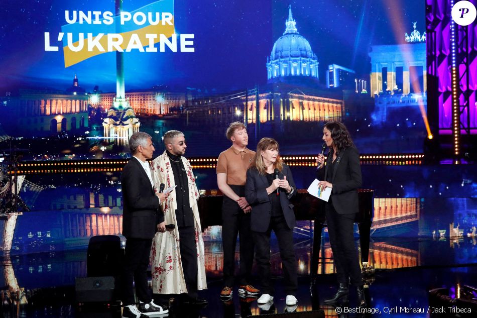 Nagui, Sofiane Pamart, Eddy de Pretto, Jane Birkin et Leïla Kaddour - Emission spéciale Unis ...