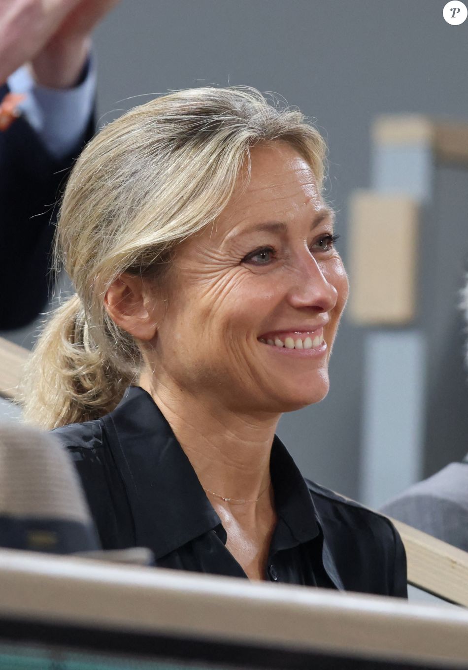 Anne-Sophie Lapix en tribune (jour 13) lors des Internationaux de ...