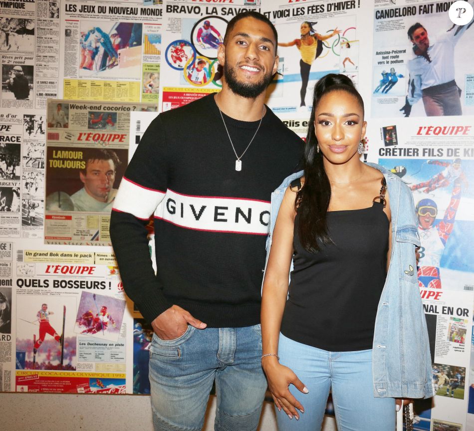 Tony Yoka et sa femme Estelle Mossely lors de la cérémonie des porte ...