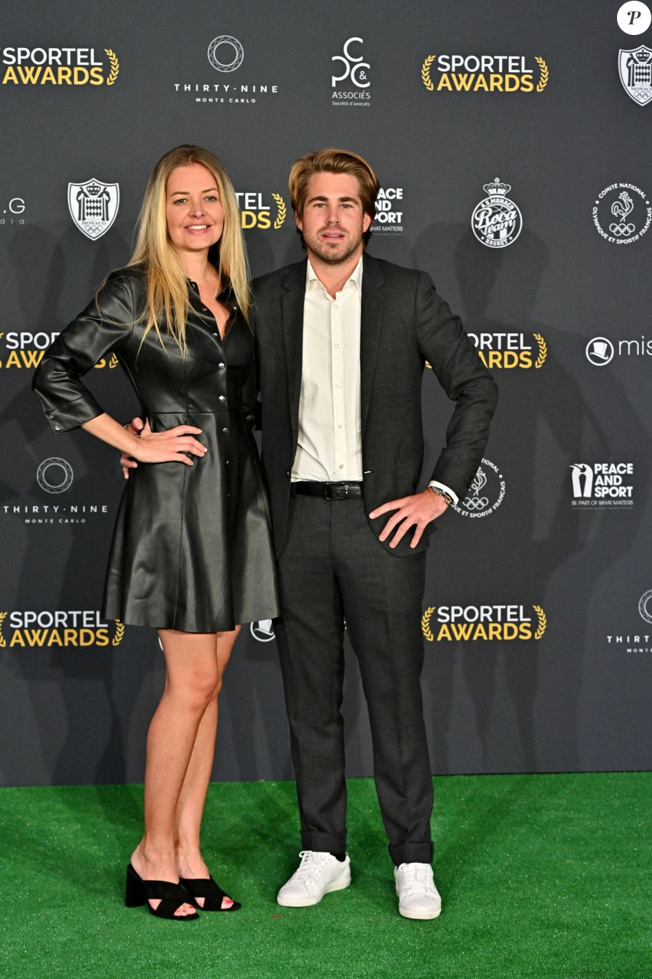 Carine Galli et Arnaud Bonnin durant la soirée de la 32ème édition des Sportel Awards 2021 au ...