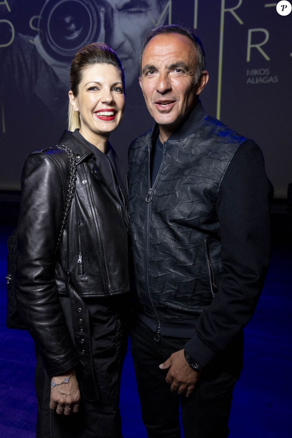 Nikos Aliagas et sa femme Tina Grigoriou - Vernissage de l'exposition ...