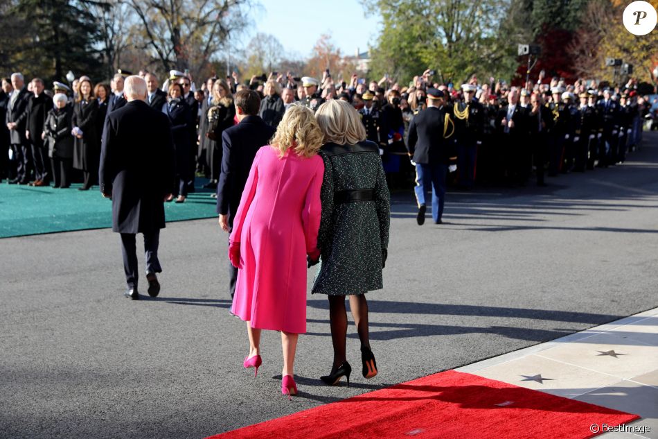 Les premières dames Jill Biden et Brigitte Macron - Cérémonie d'accueil ...