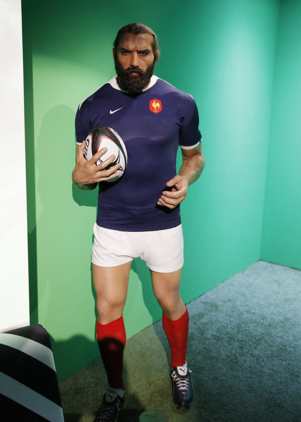 Photo : Sébastien Chabal - Visite privée du Musée Grévin à Paris, le 25 mars 2019. © Marc Ausset ...