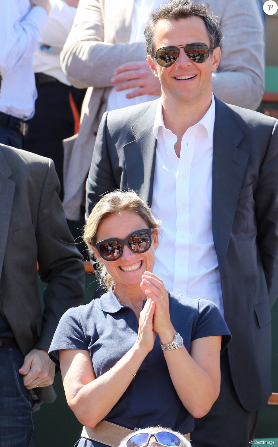Anne-Sophie Lapix et son mari Arthur Sadoun aux internationaux de ...