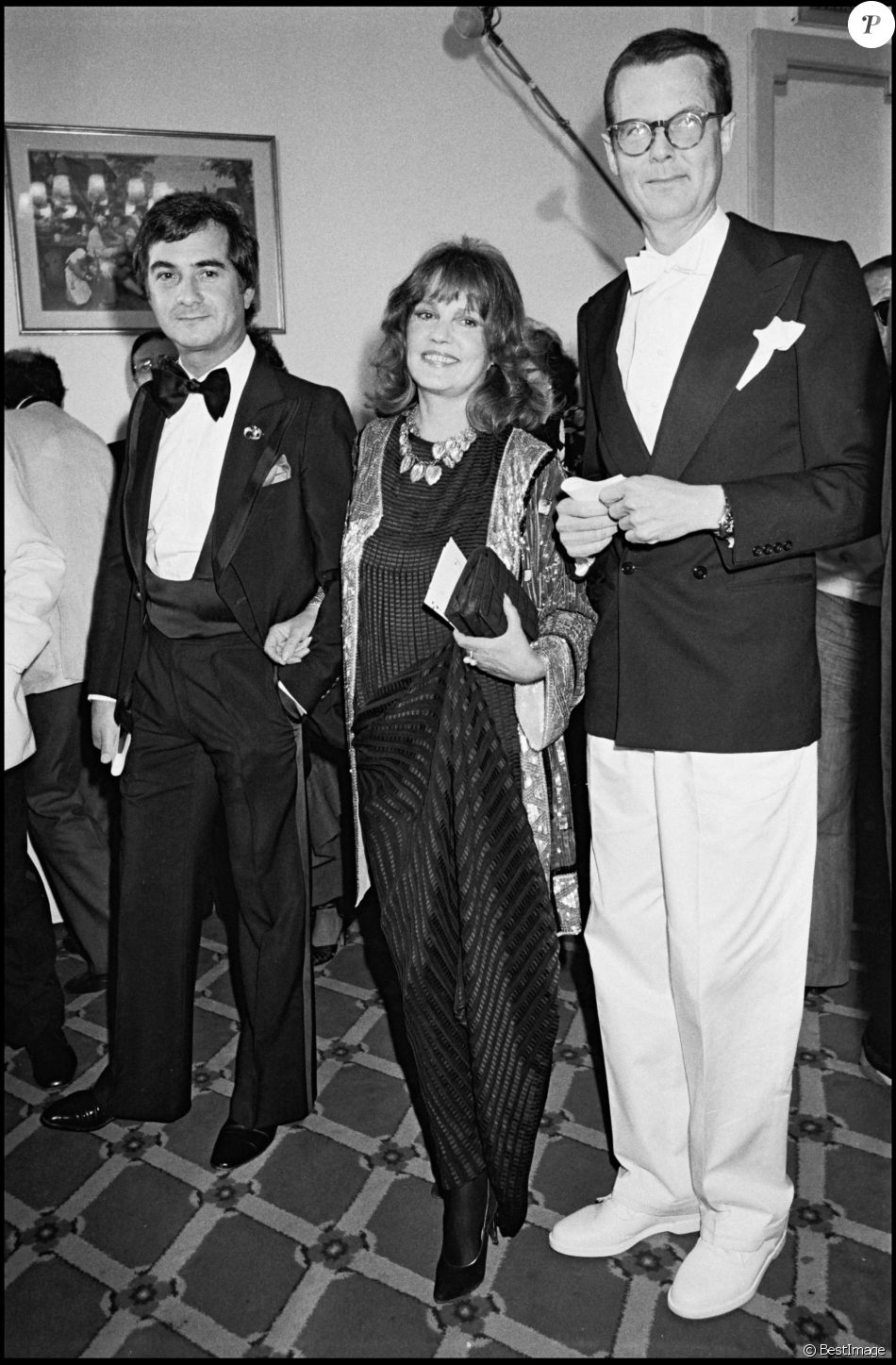 Jeanne Moreau à Cannes en 1980 avec Jean-Claude Brialy et Per Spook ...