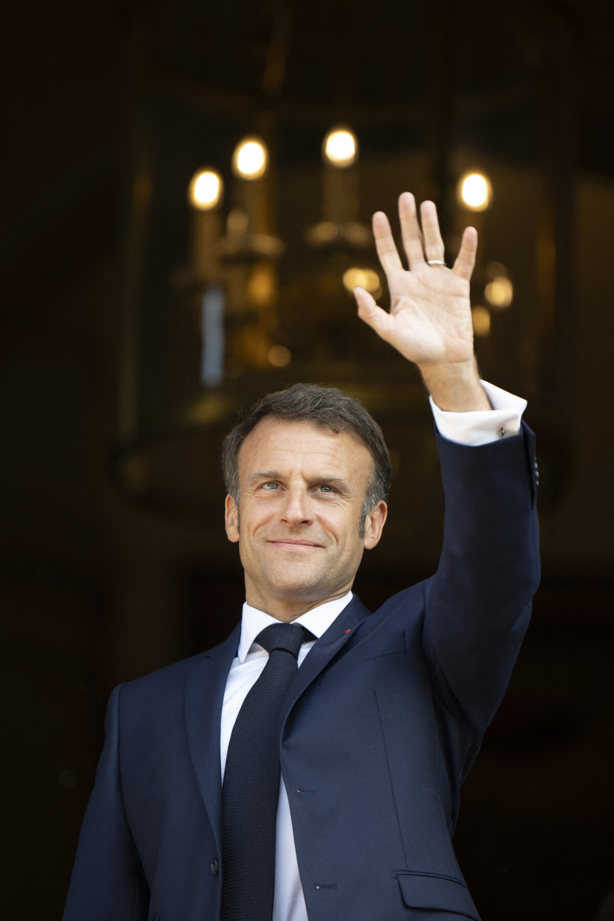 Photo : France's President Emmanuel Macron gestures before a meeting at ...
