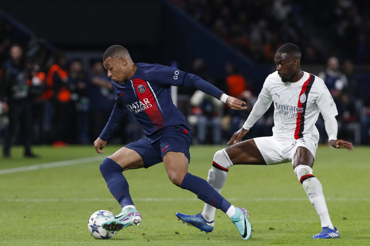 Photo : Kylian Mbappe (PSG) vs Fikayo Tomori (Milan AC) - Match de ...