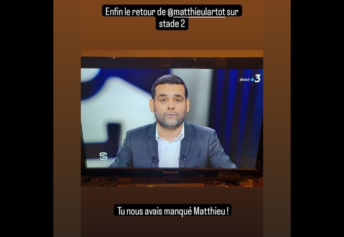 Photo : "Enfin le retour de Matthieu Lartot sur Stade 2. Tu nous avais manqué Matthieu ...