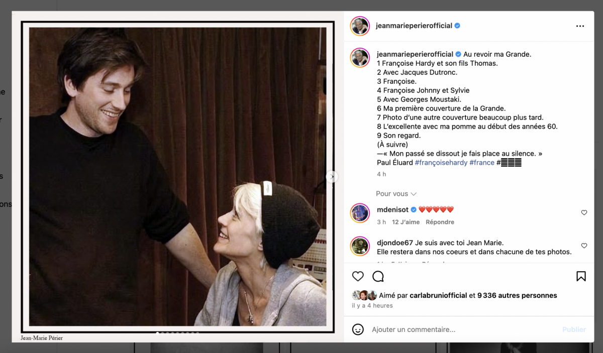 Photo : Jean-Marie Périer rend hommage à Françoise Hardy, son ex ...