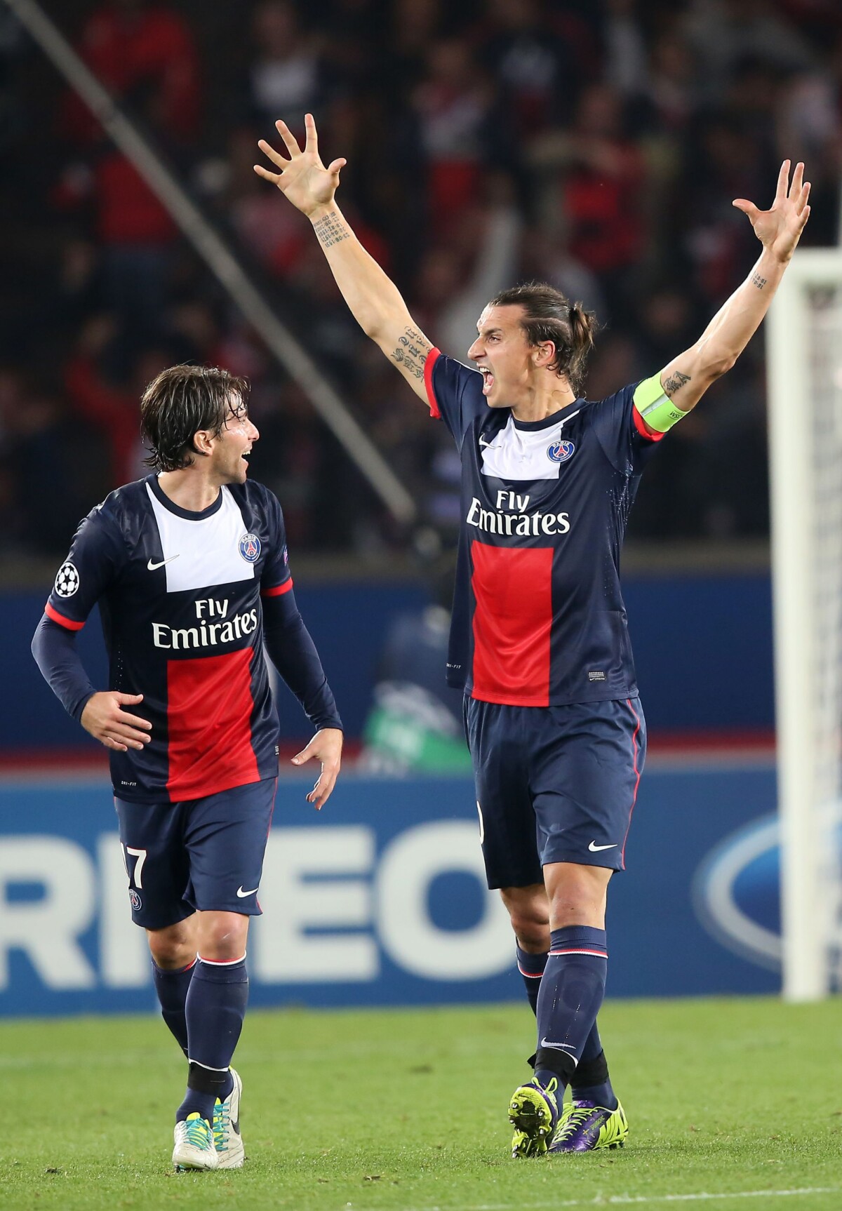 Photo : Maxwell, Zlatan Ibrahimovic au Parc des Princes à Paris lors du ...