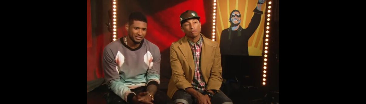 Photo : Usher et Pharrell Williams dans The Voice, mai 2013. - Purepeople