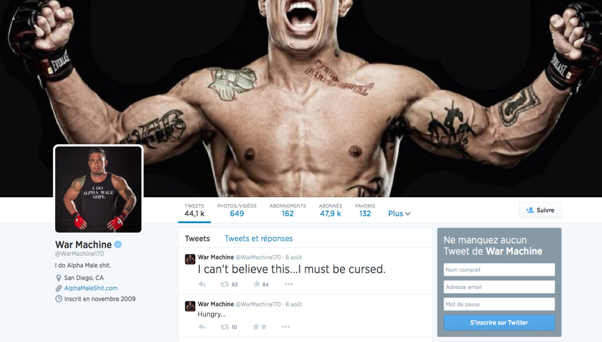 Photo : War Machine maudit ? Le tweet du combattant MMA après qu'il a ...