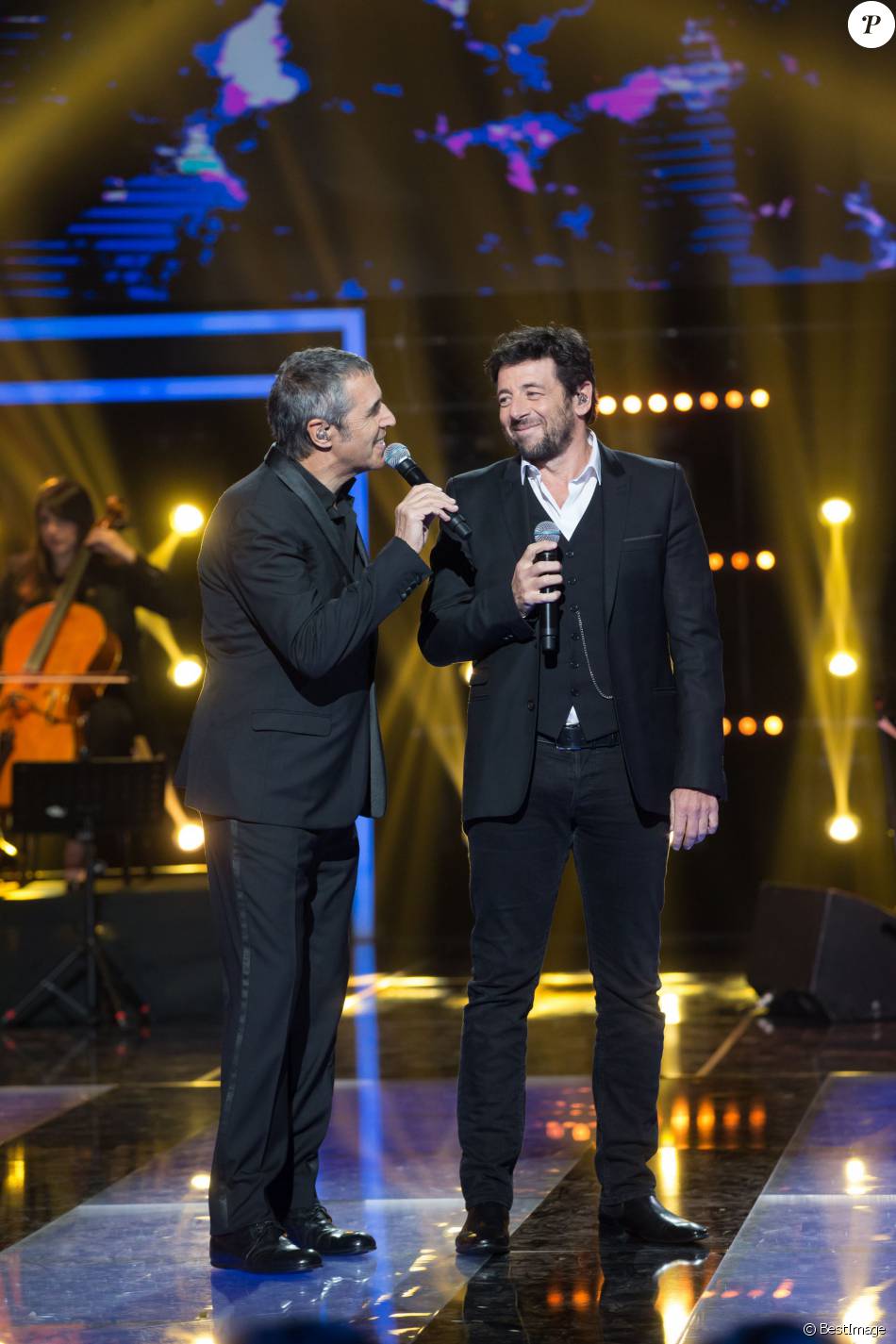 Exclusif - Julien Clerc et Patrick Bruel - Enregistrement de l'émission Le Grand Show, hommage à ...