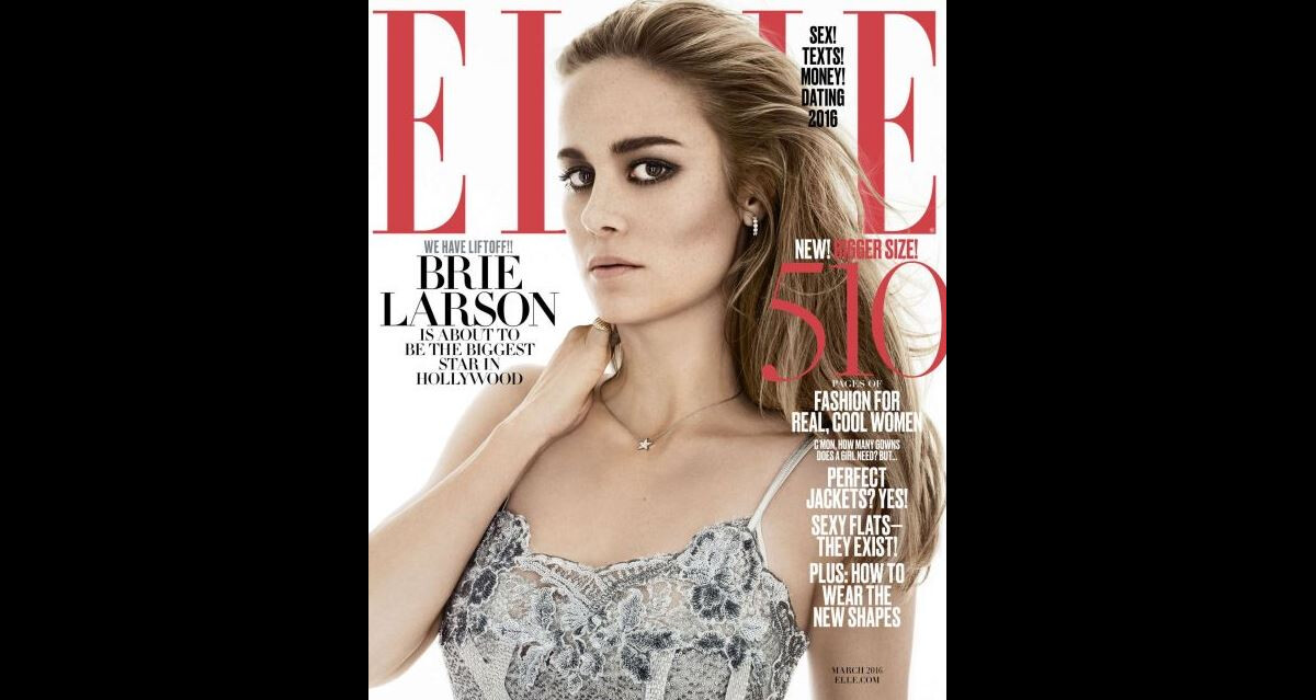 Photo : Brie Larson en couverture de ELLE US, mars 2016 - Purepeople